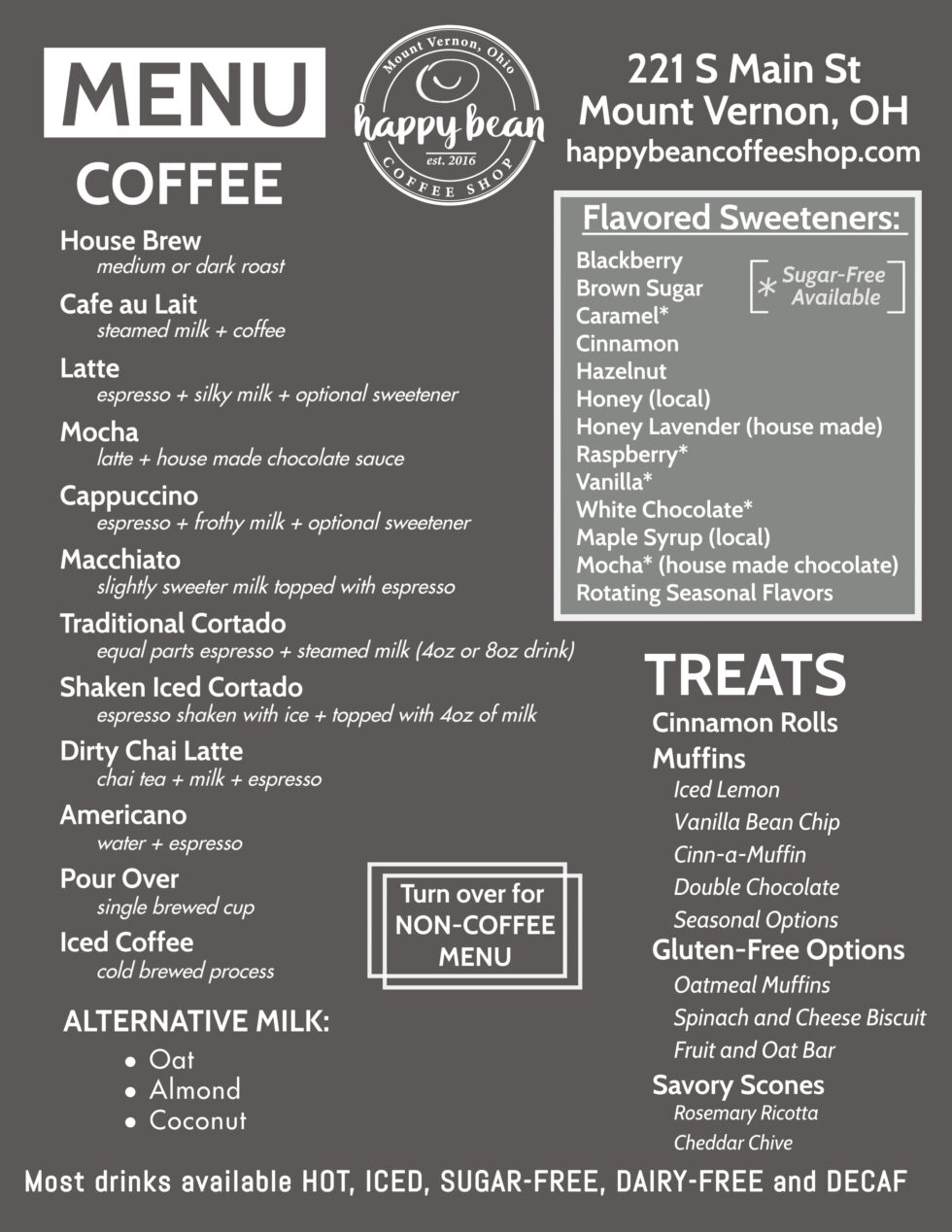 Menu - Happy Bean Coffee Shop